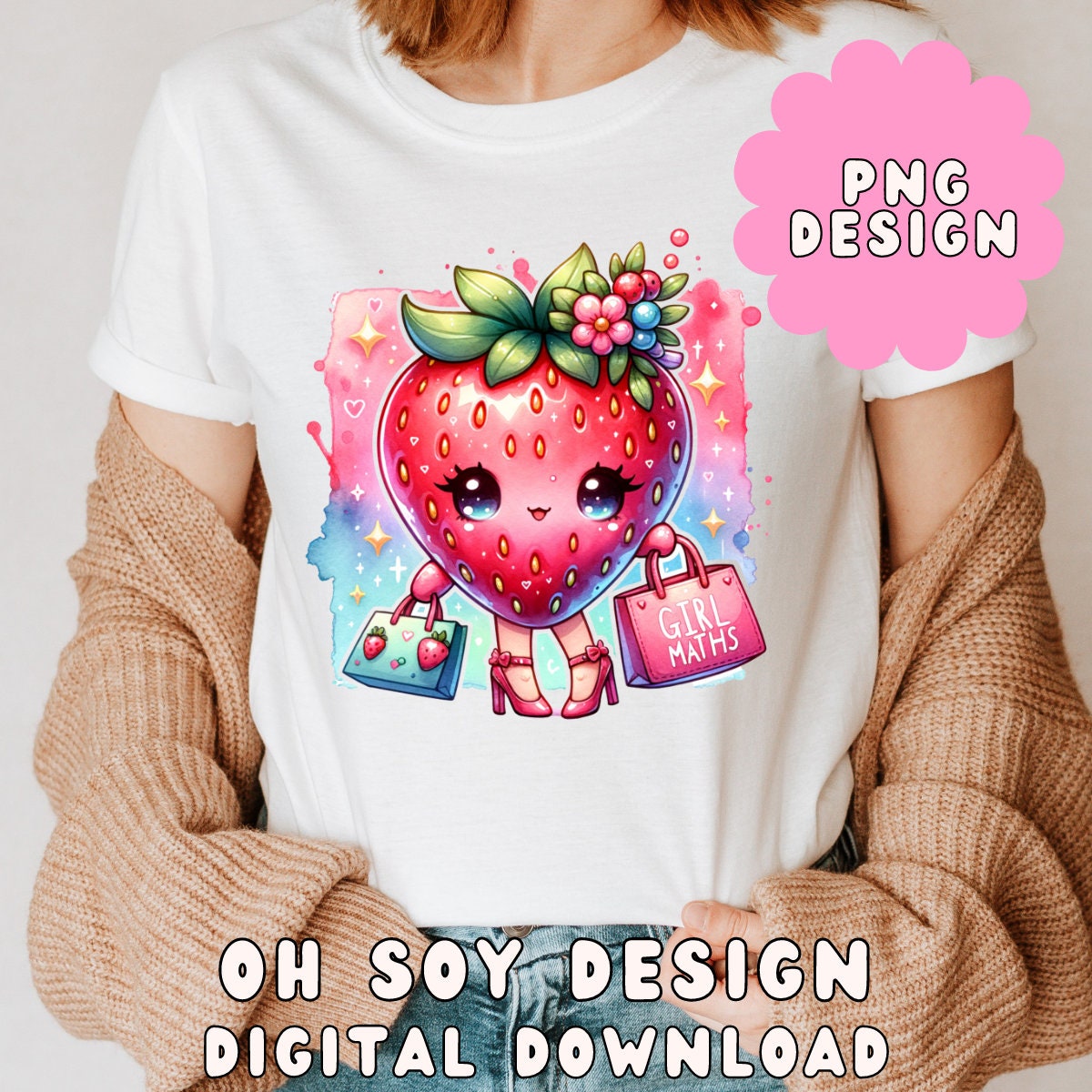 Strawberry Girl Maths PNG, Funny Strawberry Trendy Png, Digital Design ...