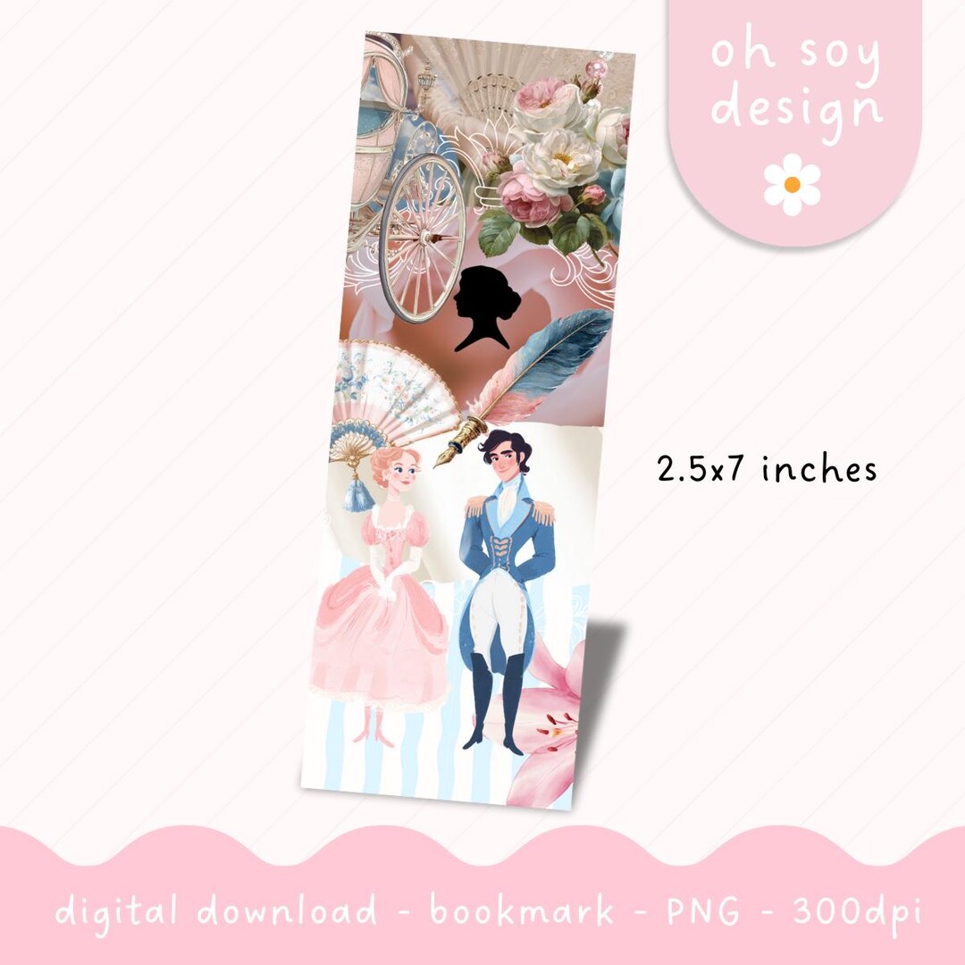 Regency Printable Bookmark PNG - Etsy