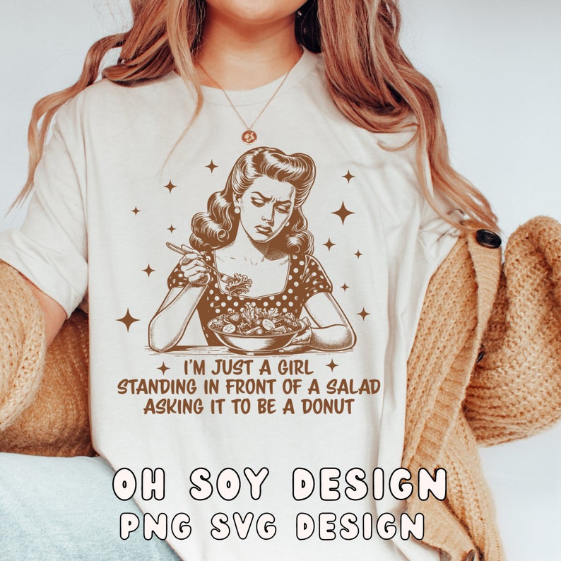 Salad Funny SVG PNG, Funny Vintage Svg Png, Digital Design for T-shirts ...