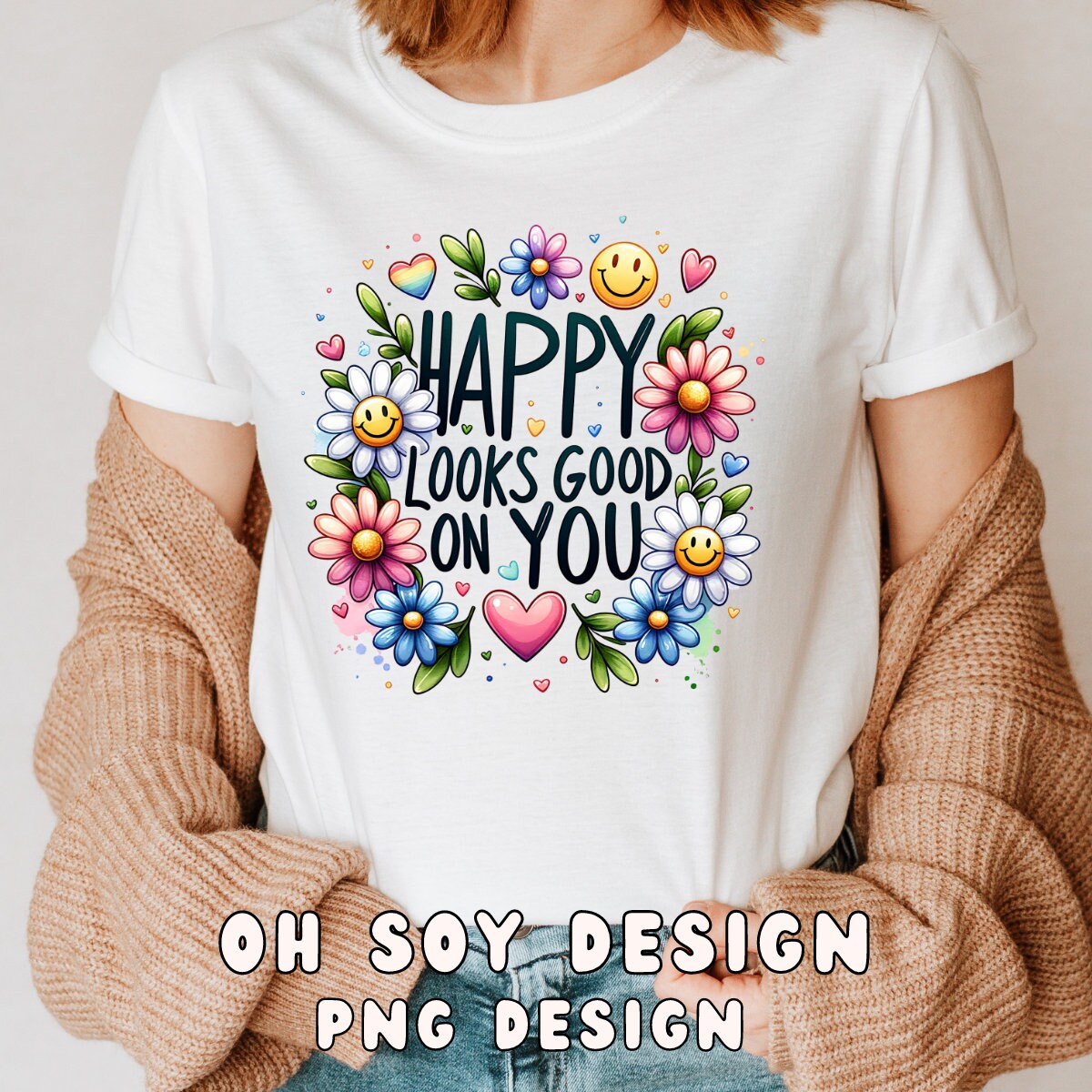 Happy Looks Good on You PNG, Motivational Trendy Png, Digital Design ...