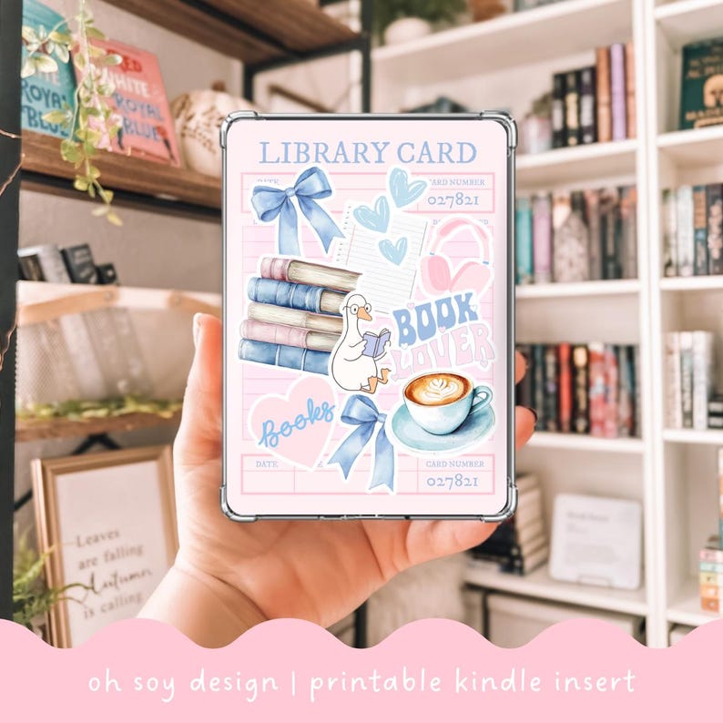 Pink Library Card Kindle Insert, Book Lover PNG (digital Download) - Etsy
