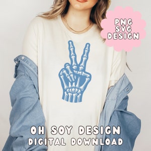 Peace Skeleton SVG PNG, Halloween Svg Png, Halloween Bones Png ...