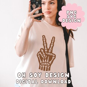 Peace Skeleton SVG PNG, Halloween Svg Png, Halloween Bones Png ...