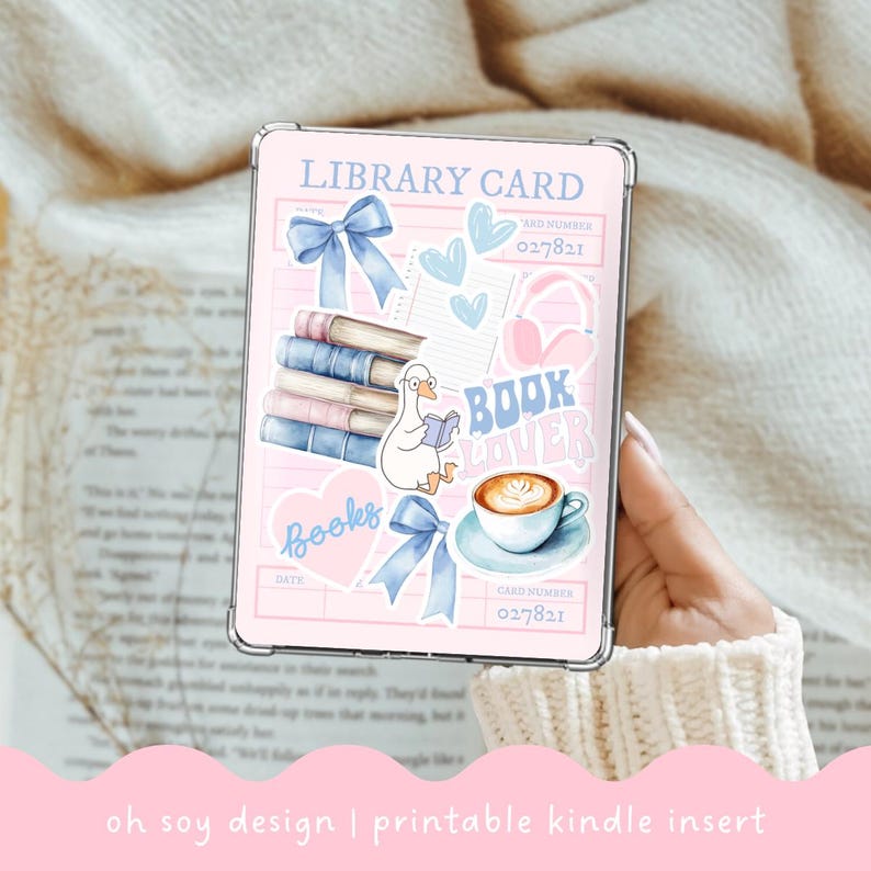 Pink Library Card Kindle Insert, Book Lover PNG (digital Download) - Etsy