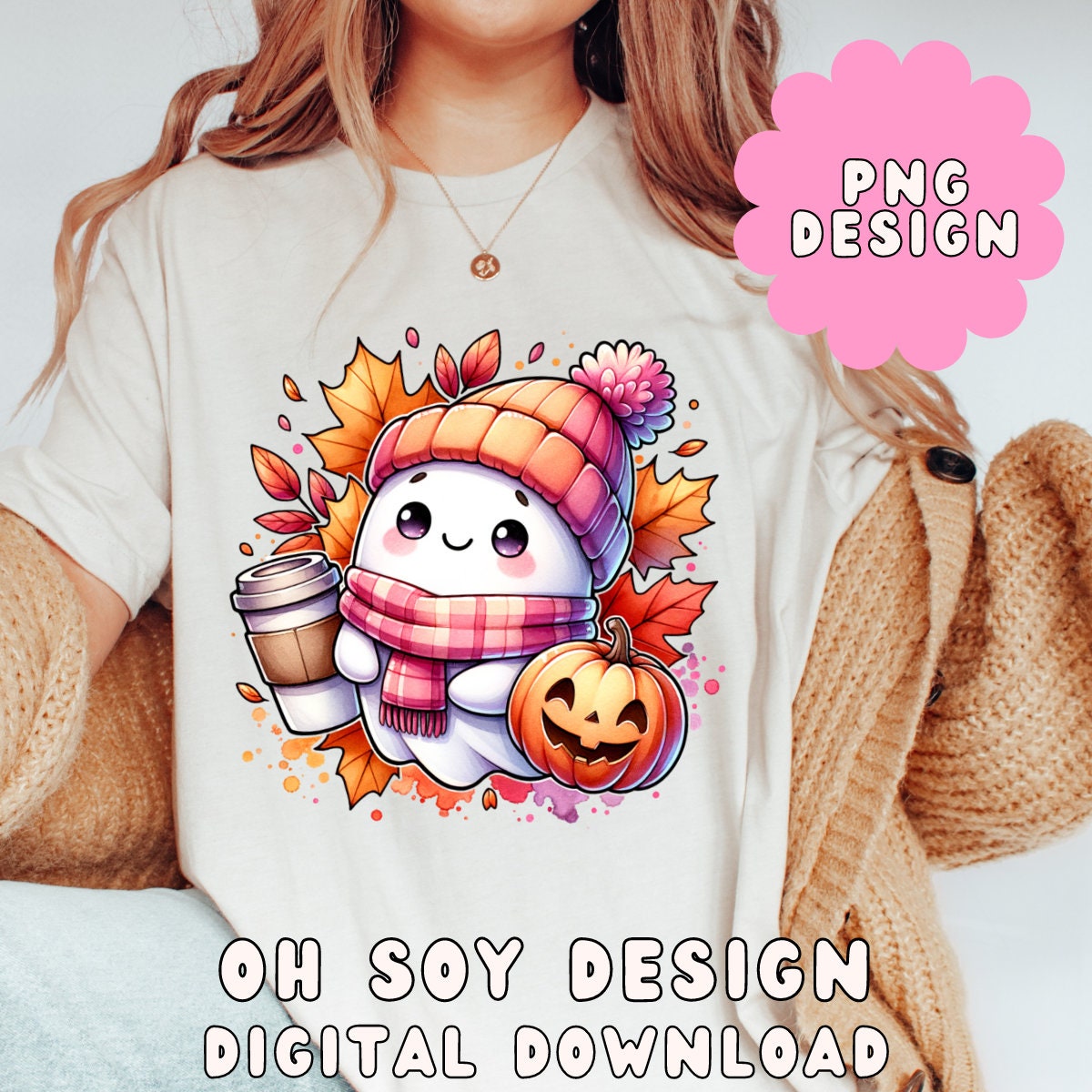 Cute Fall Ghostie PNG, Cute Halloween Design Png, Trendy Png Halloween ...