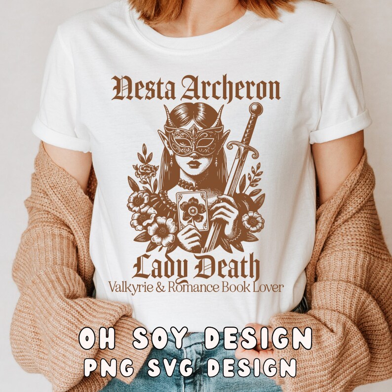 Lady Death SVG PNG, Acotar svg png, Vintage Retro Bookish Png, Lector ...