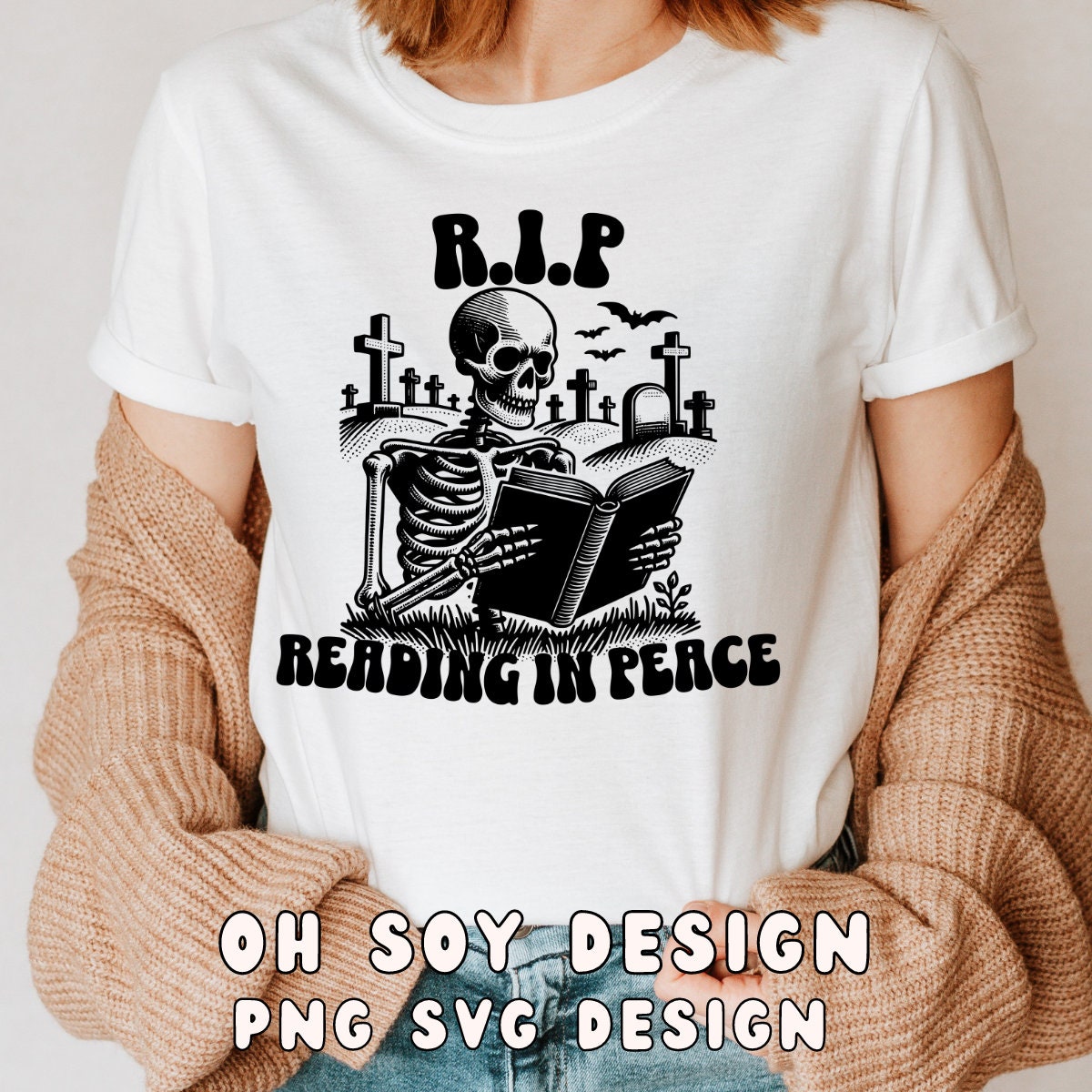 RIP Reading in Peace SVG PNG, Trendy Bookish Svg Png, Skeleton Png ...