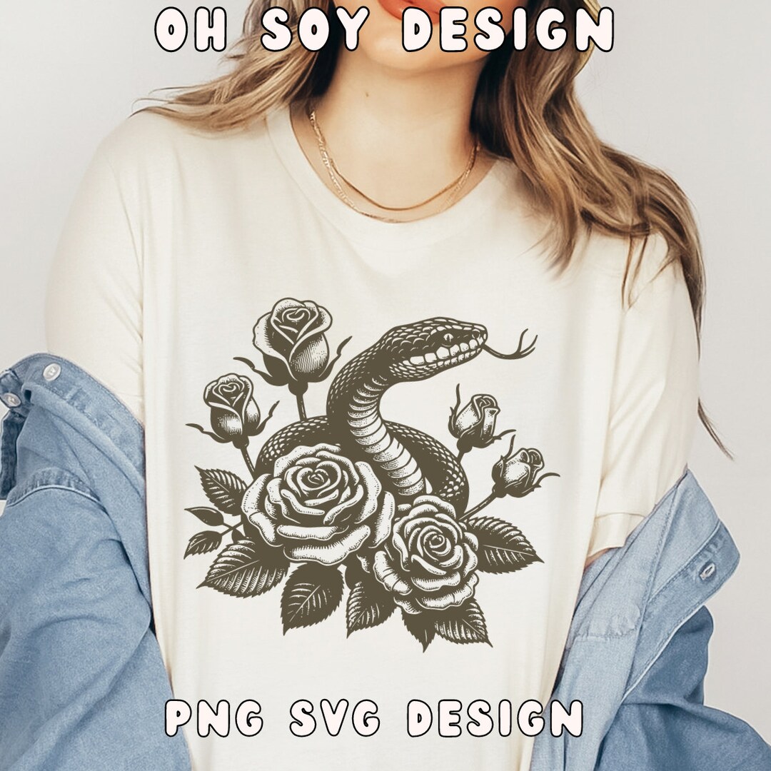 Roses and Snake SVG PNG, Tattoo Stylesvg Png, Vector Art, Digital ...