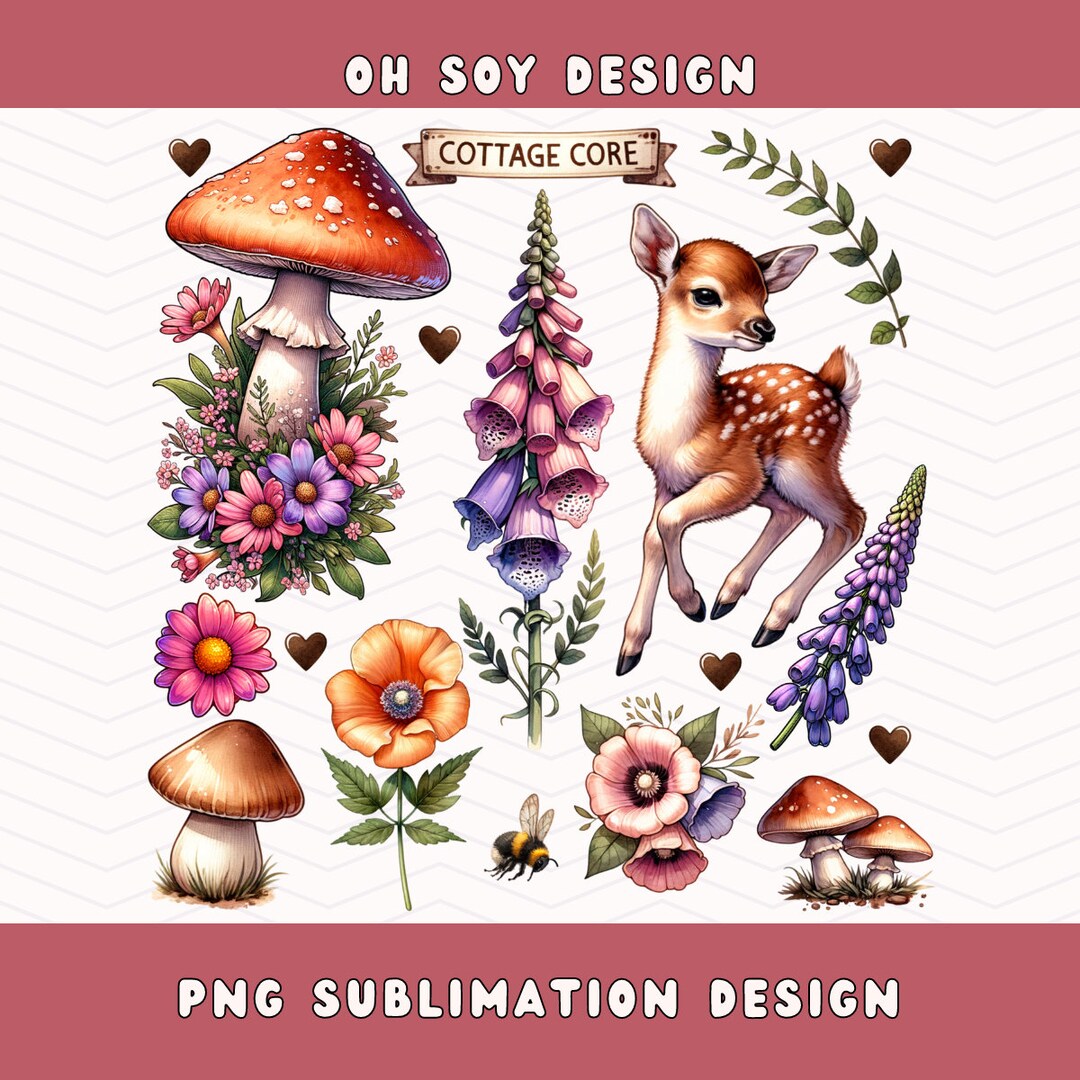 Cottage Core Clipart PNG, Wildflower Png, Watercolor Design, Digital ...