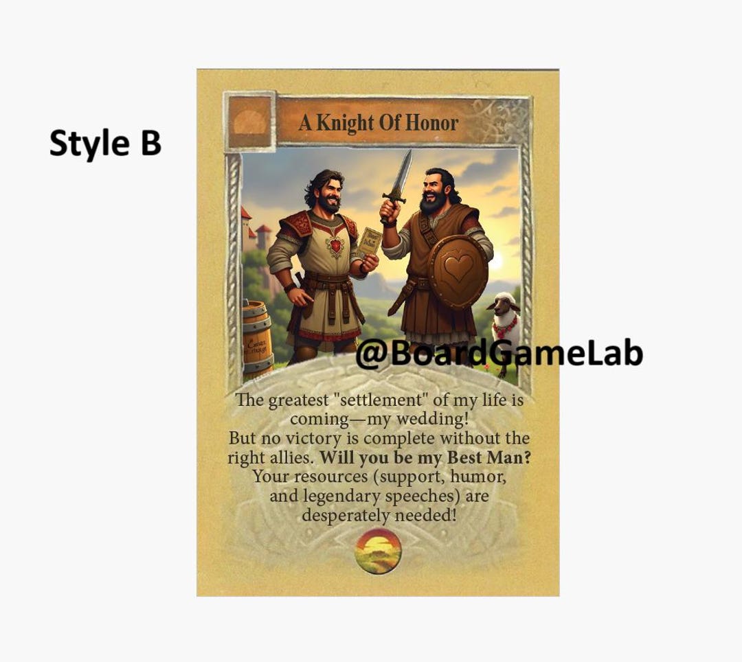 Catan Best Man Proposal Card – 'knight of Honor' – Unique Groom Wedding ...