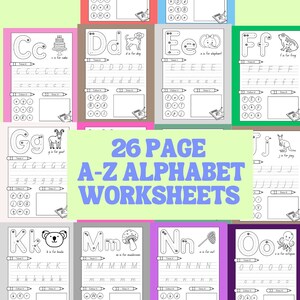 26 Page A-Z Elementary Learning Activity Worksheets Practice ...