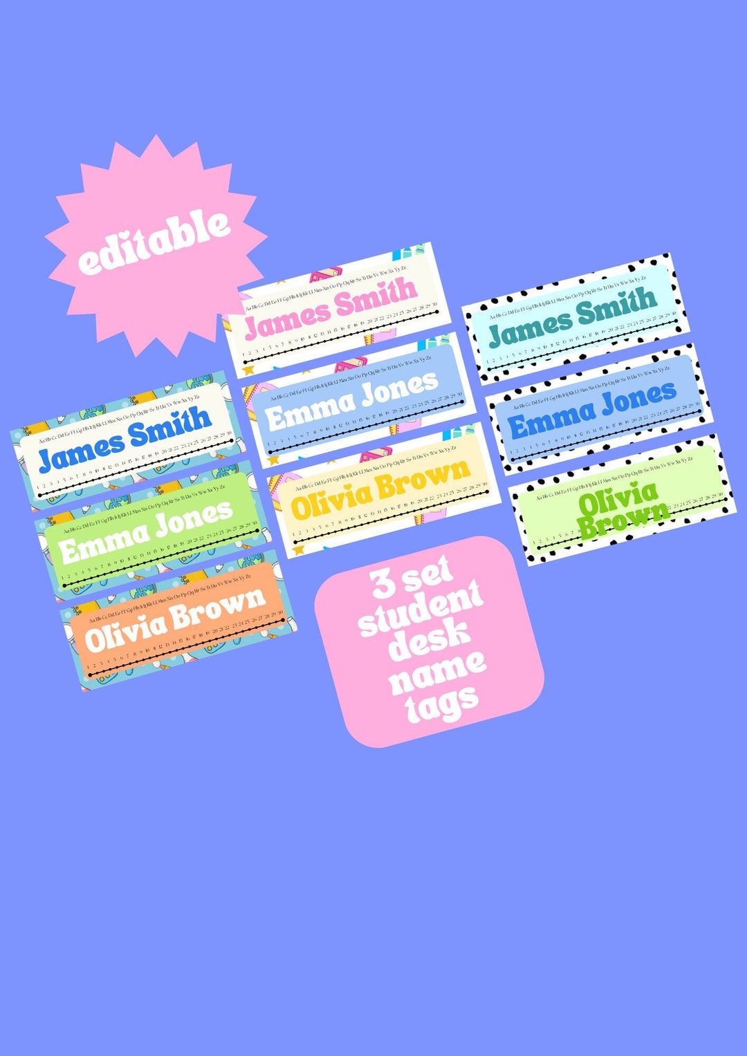 Personalized Editable Student Desk Tags for Teachers,trendy Bright Desk ...