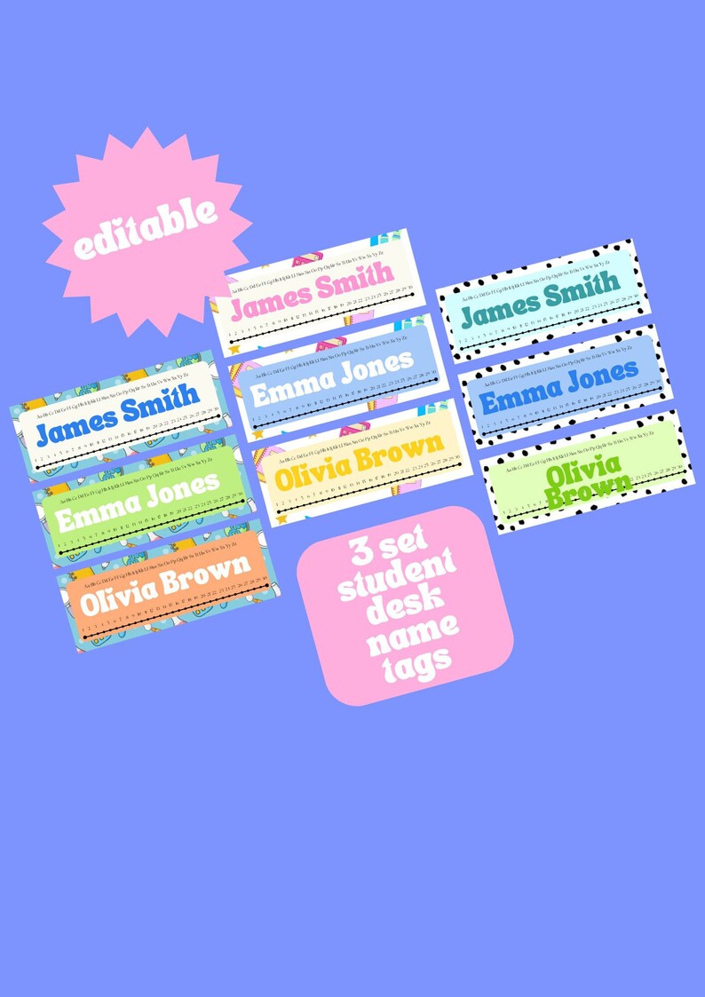 Personalized Editable Student Desk Tags for Teachers,trendy Bright Desk ...