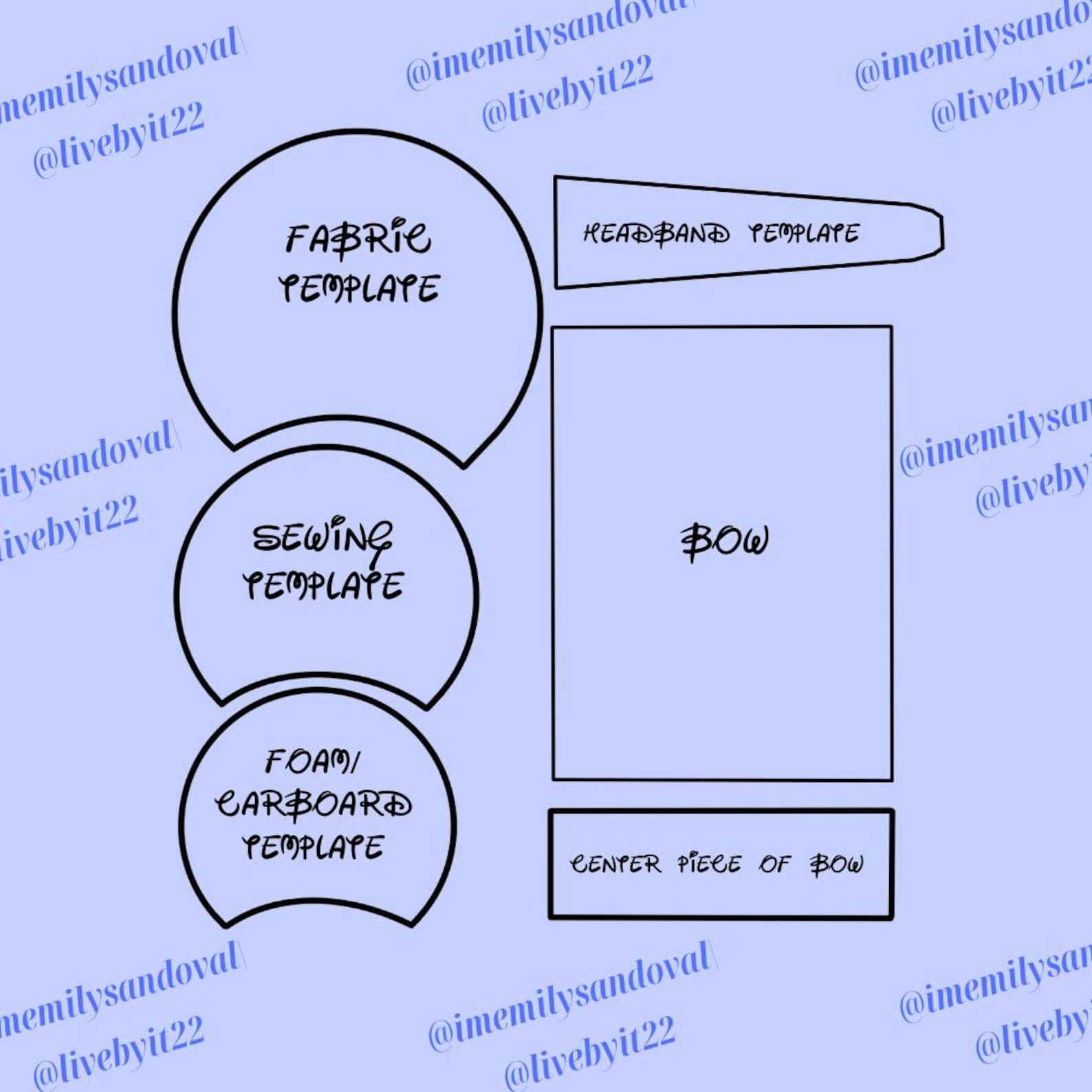 Printable Disney Mouse Ear Templates: Headband, Fabric, Foam, Bow ...