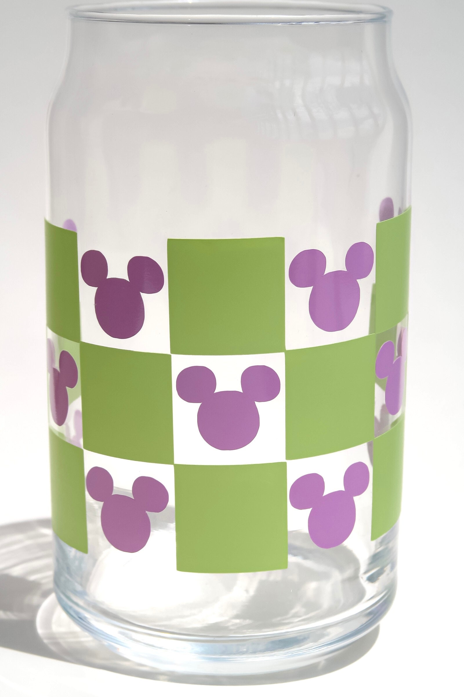 Aesthetic Disney Checkerboard Mickey Mouse Ear Beer Can Glass Cup ...