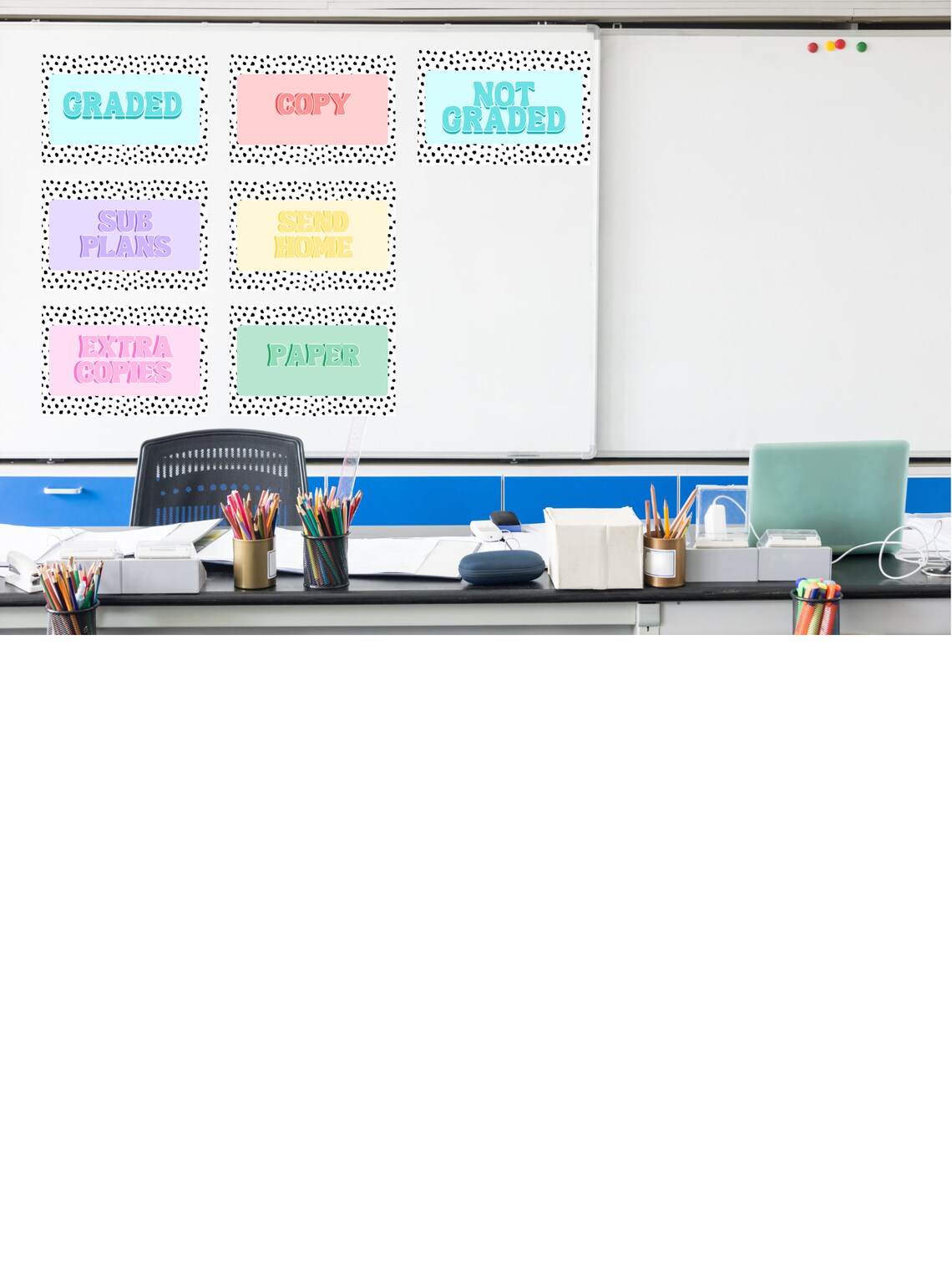 7 Piece Classroom Rolling Trolley Cart Labels,teacher Drawer Filing ...