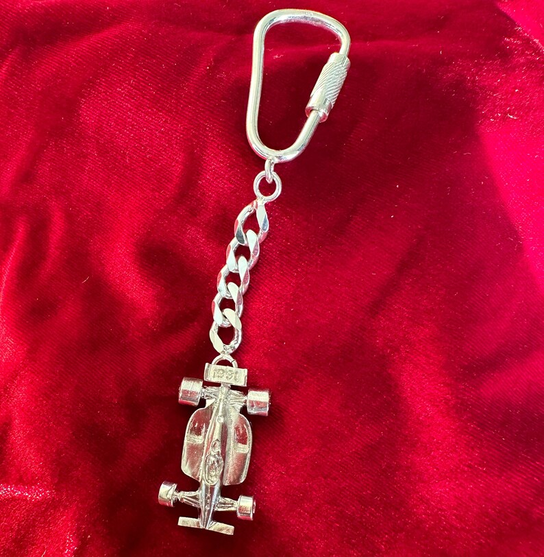 S/silver .925 Keychain- 'spin Wheels' Car 32x19x6.5mm- 21.1gr -11.2cm ...