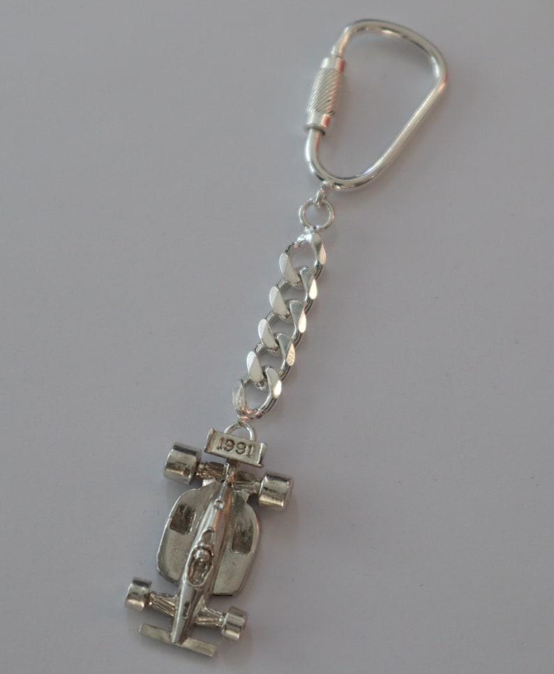 S/silver .925 Keychain- 'spin Wheels' Car 32x19x6.5mm- 21.1gr -11.2cm ...