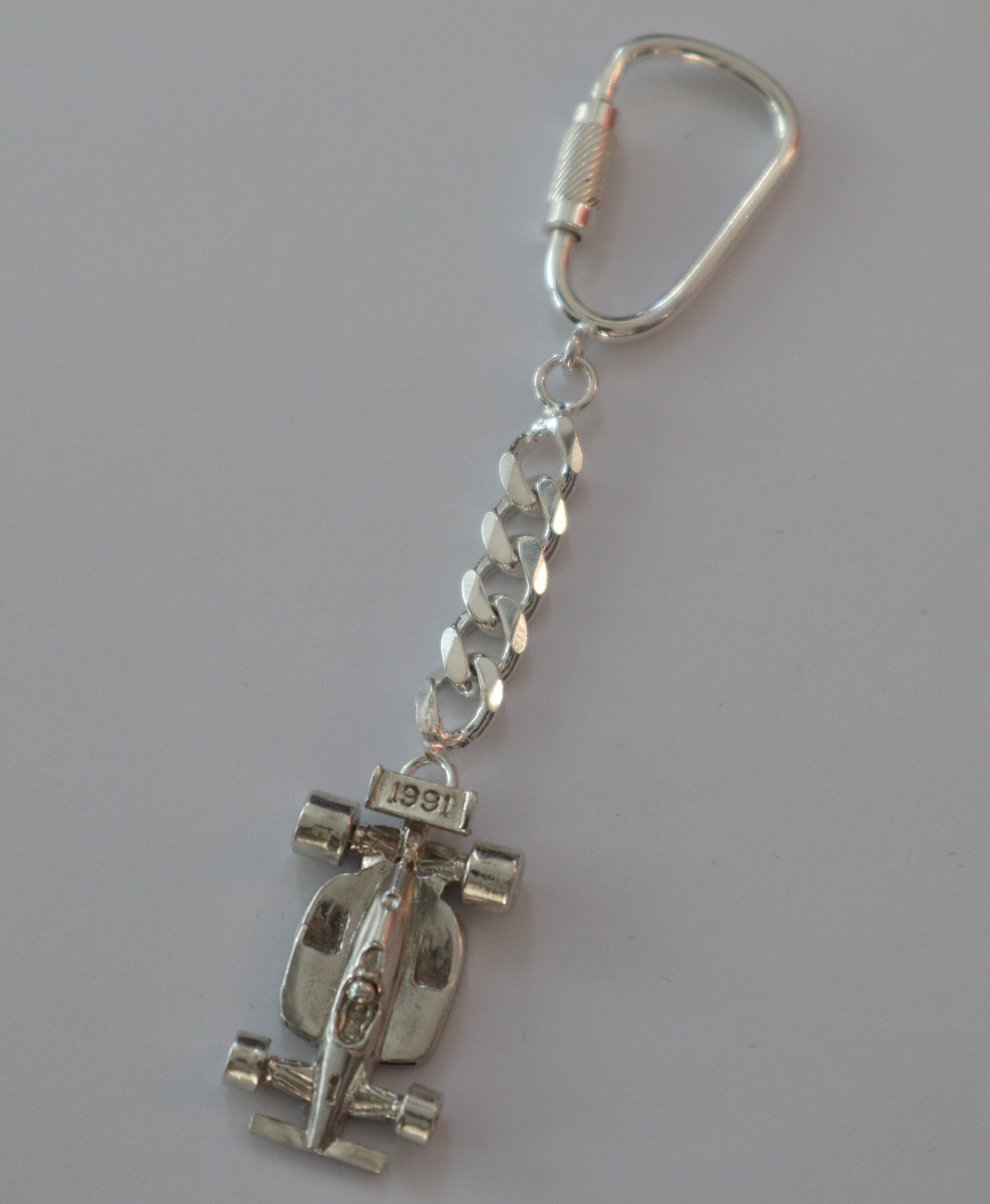 S/silver .925 Keychain- 'spin Wheels' Car 32x19x6.5mm- 21.1gr -11.2cm ...