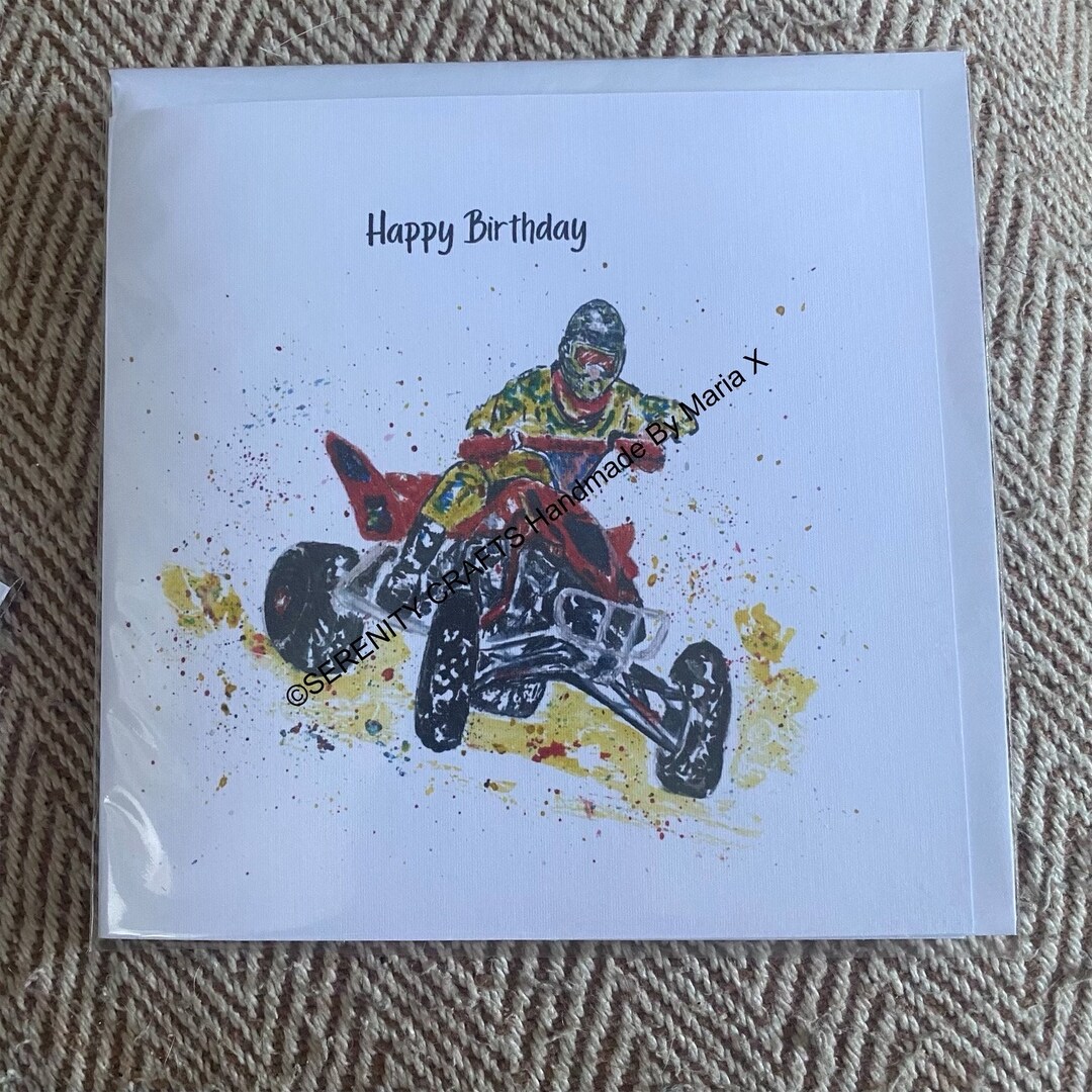 Handmade Quad Birthday 6x6 Card & Envelope. Top Quality Linen Card ...