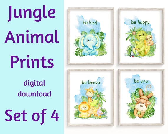 Jungle Animals With Empowering Sayings Instant Printable - Etsy