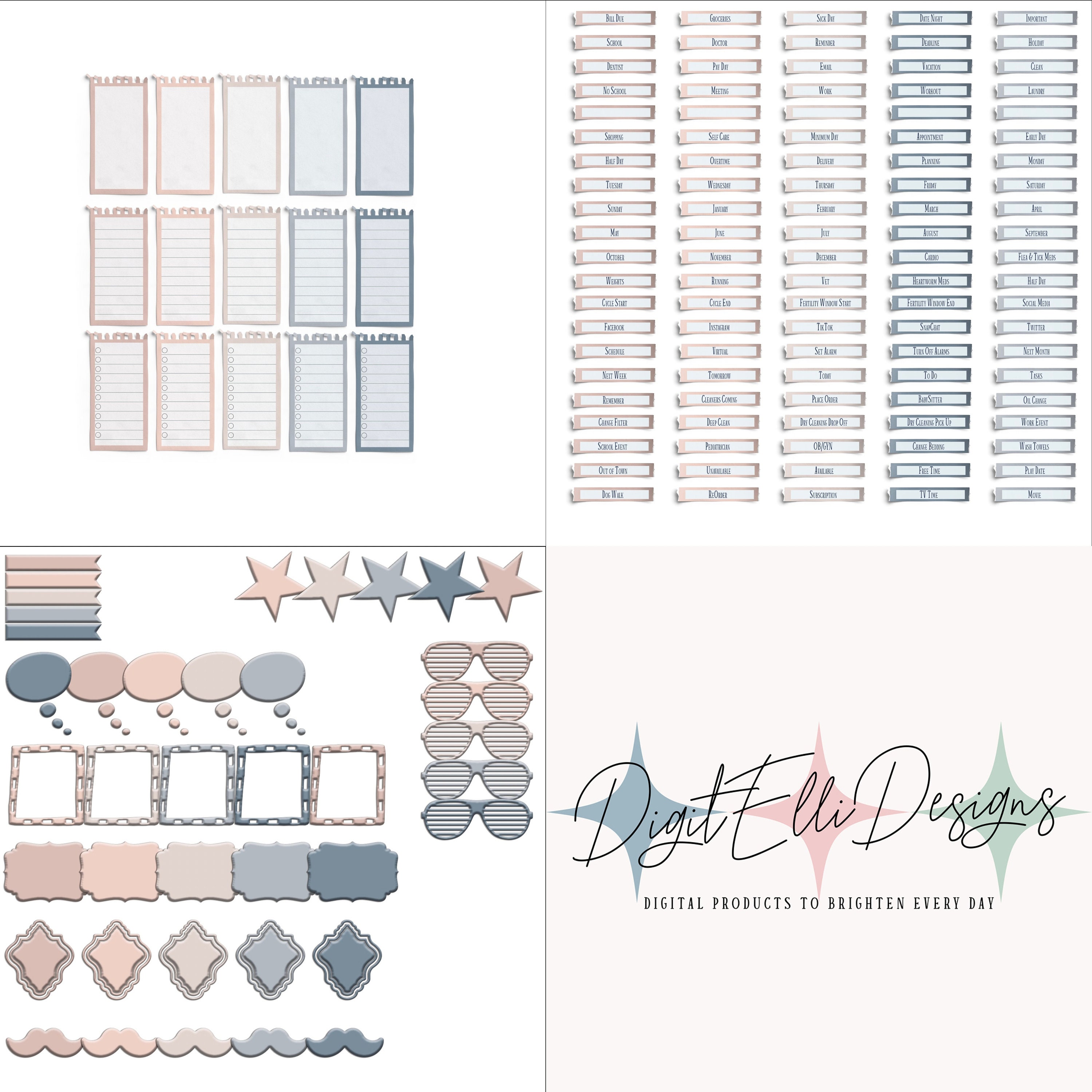 Serene Sky Digital Sticker Set Designed for Goodnotes 6 & Zinnia ...