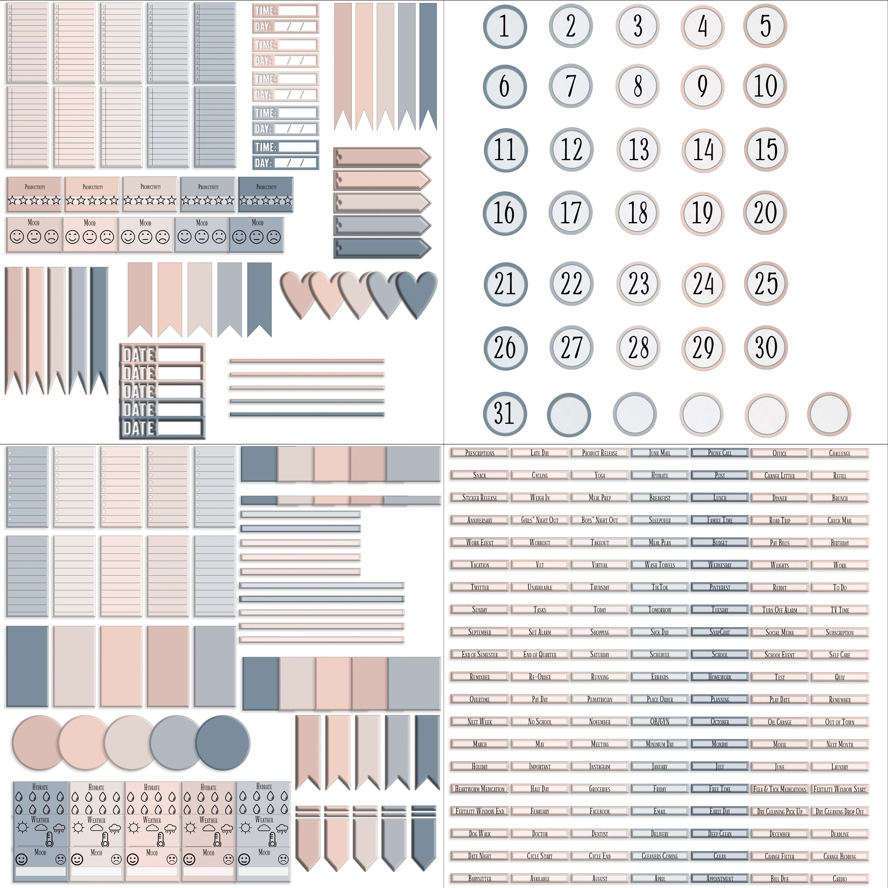 Serene Sky Digital Sticker Set Designed for Goodnotes 6 & Zinnia ...