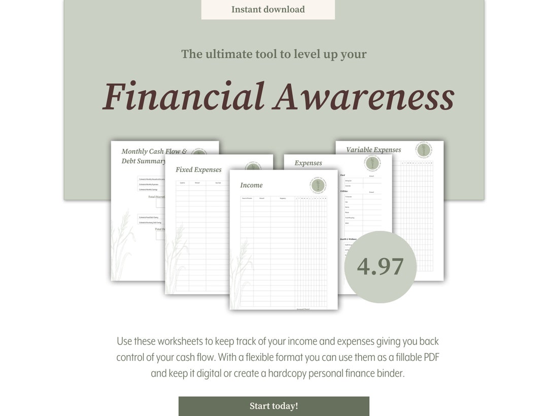 Financial Planning Worksheets Fillable PDF and Printable - Etsy