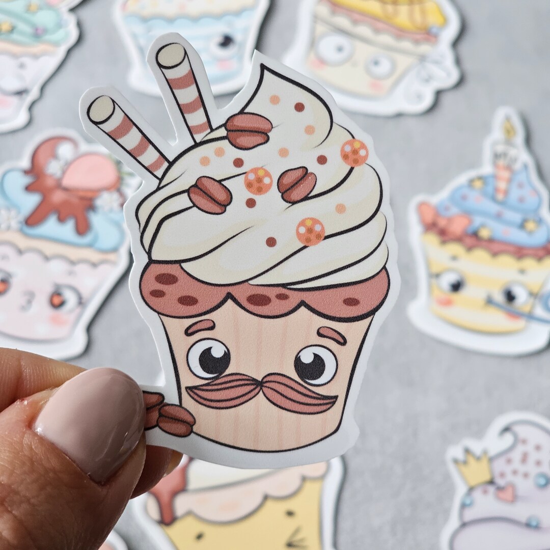 Kawaii Cupcake Sticker Set - Waterproof Vinyl Decals for Laptop and ...
