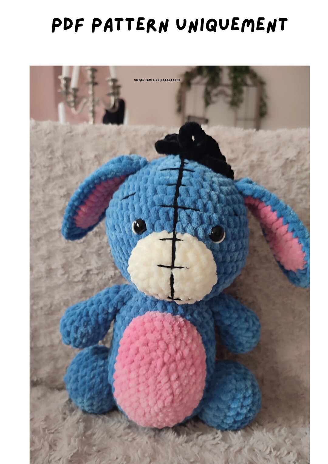 Eeyore Crochet Pattern, PDF, Eeyore Crochet Tutorial, in French - Etsy