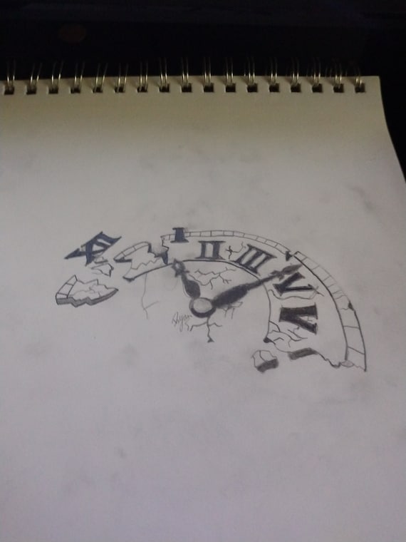 Dibujo del reloj roto - Etsy España
