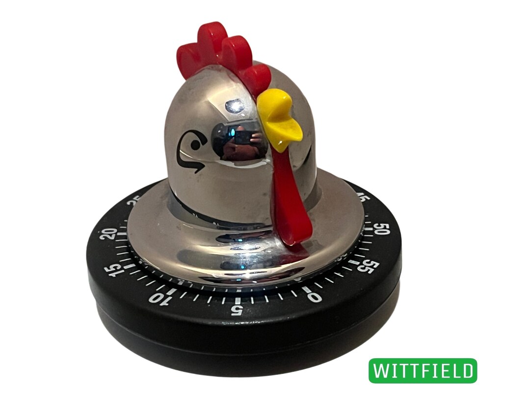 1990s Egg Timer Rooster Mechanical Alarm Timer 60min Short Timer Silver ...