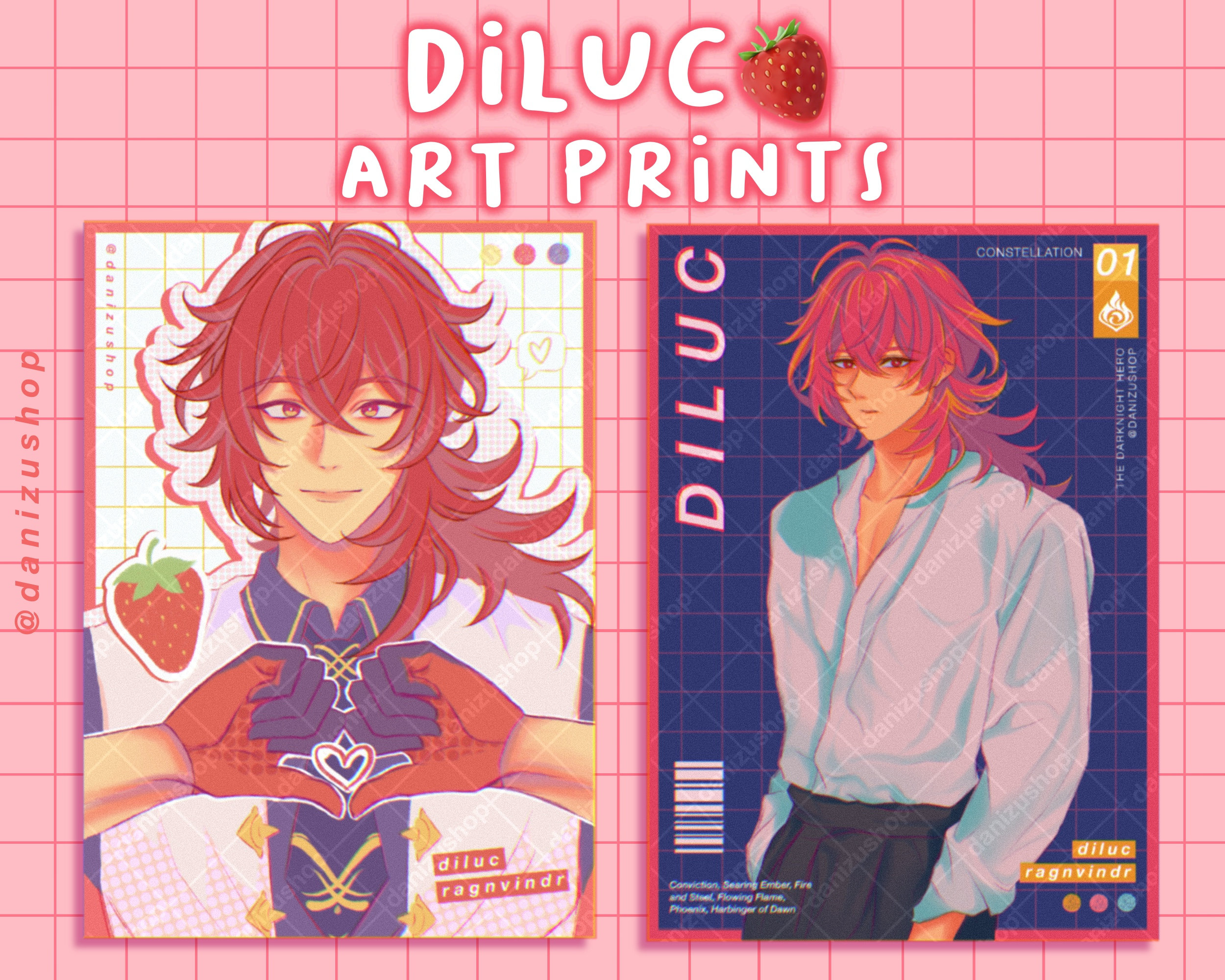Genshin Impact Diluc Art Prints / Diluc Art Postcard 5x7 / Cute Diluc ...