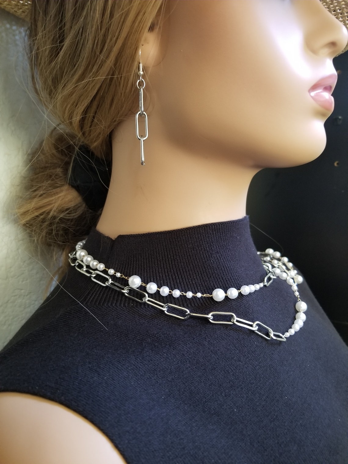 Stylish Layered Handmade Paperclip Necklace Bracelet and Earrings ...
