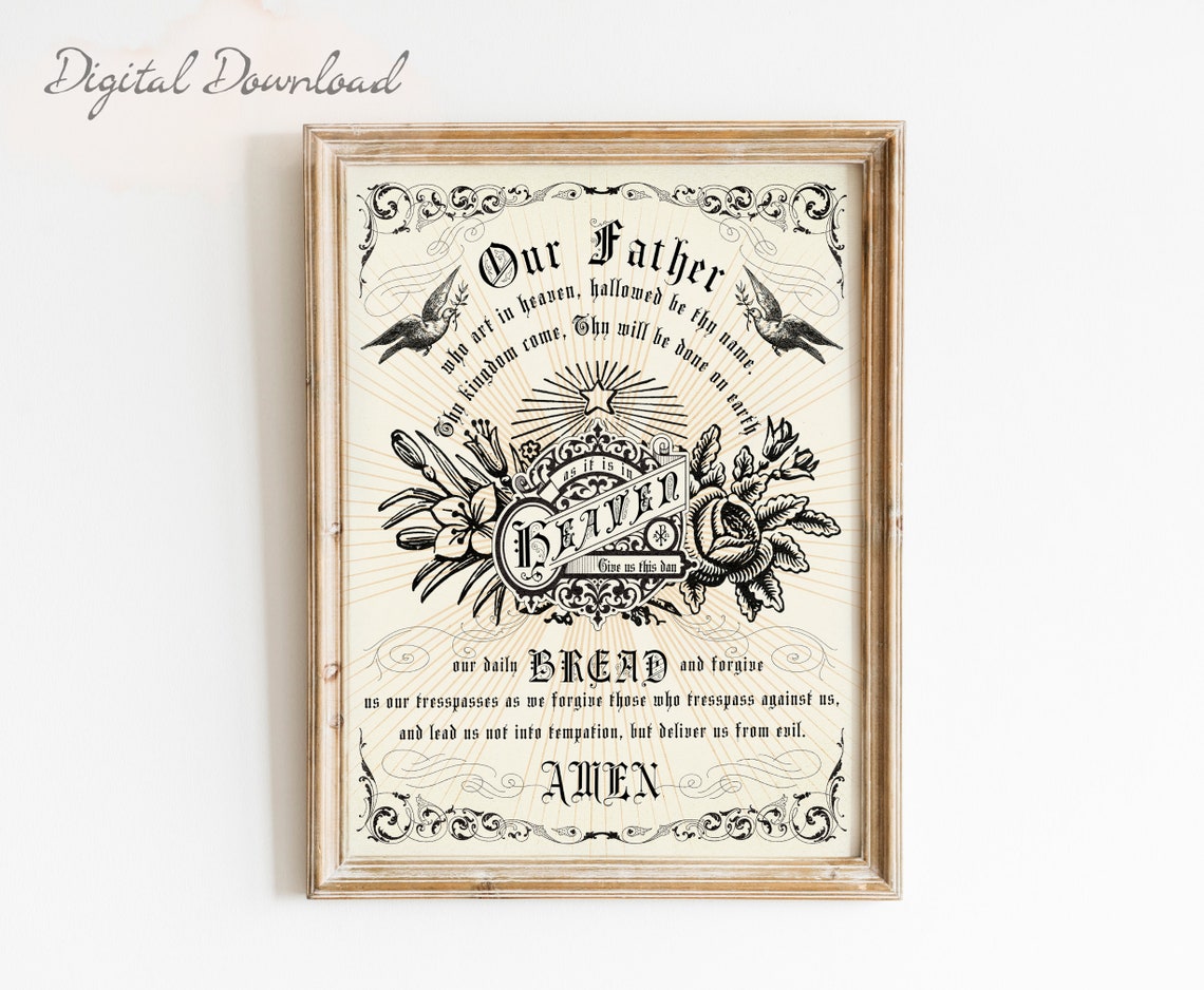 Our Father Printable Prayer Digital Download Catholic Wall - Etsy