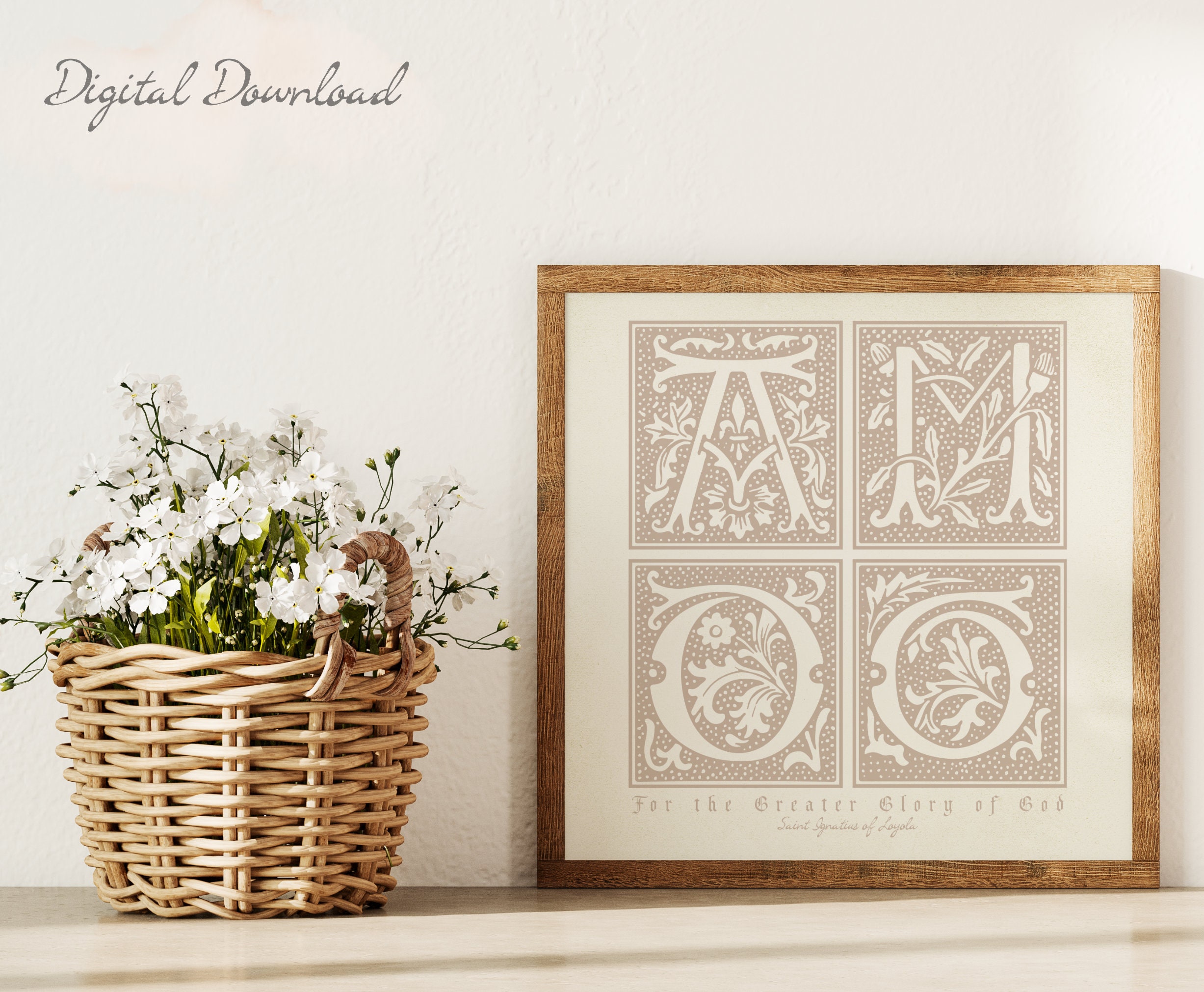 AMDG Catholic Wall Art Printable Digital Download - Etsy