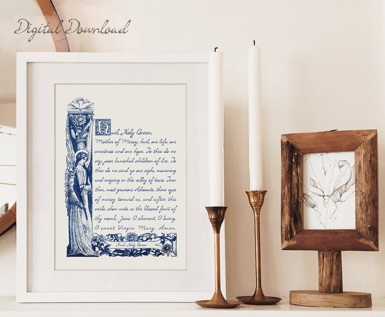 Hail Holy Queen Prayer Catholic Wall Art | Digital Download - Etsy