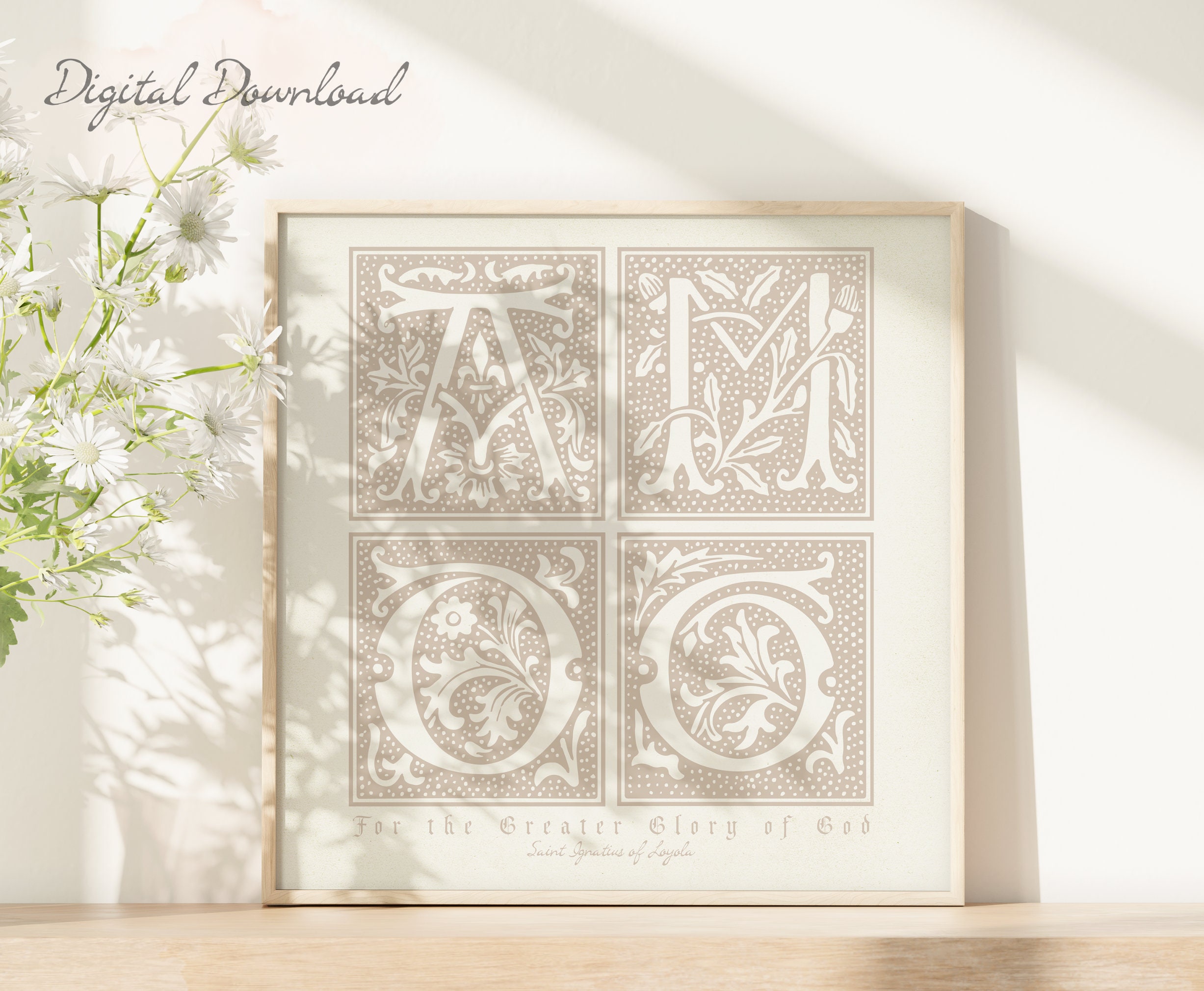 AMDG Catholic Wall Art Printable Digital Download Catholic Home Decor ...