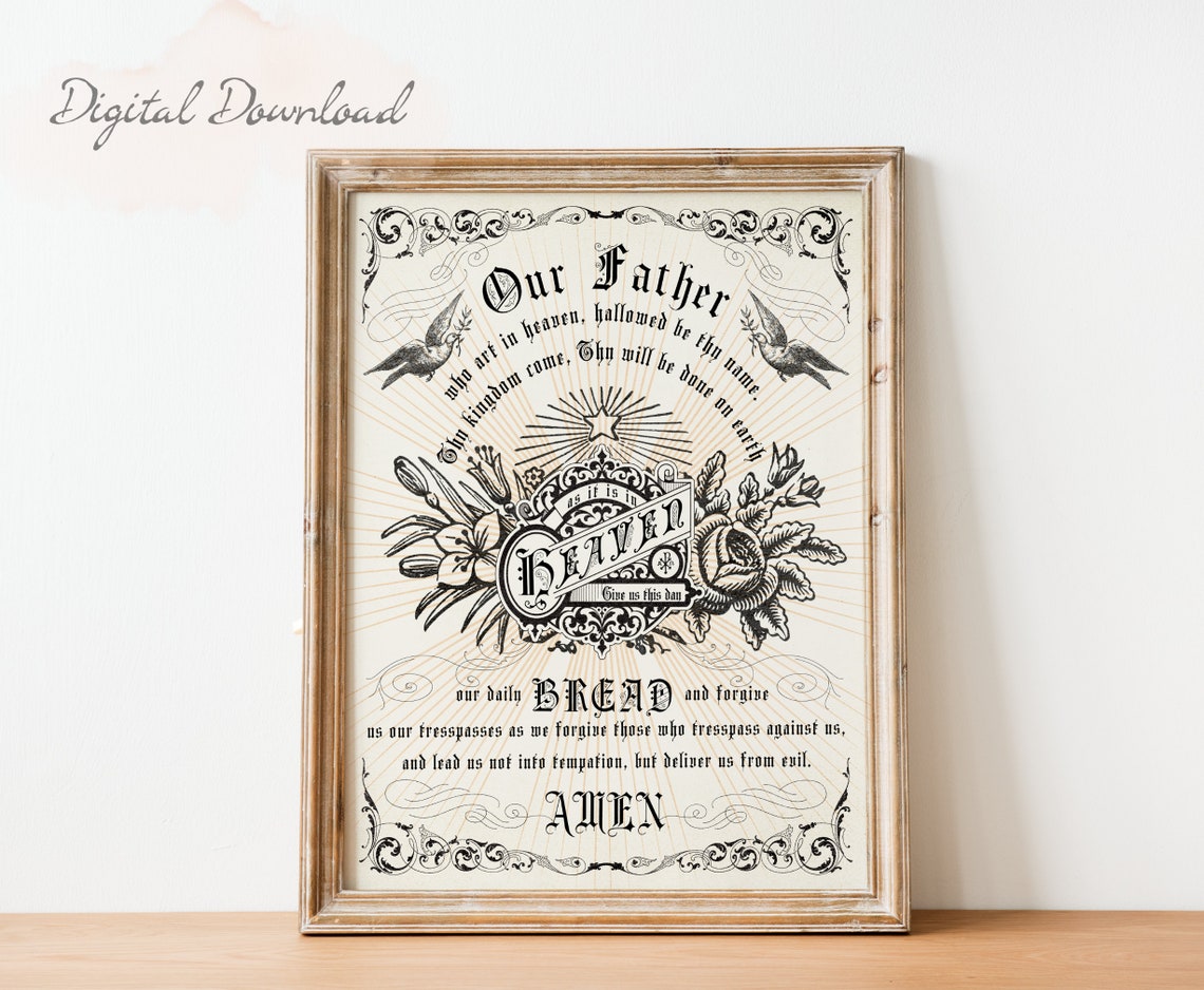 Our Father Printable Prayer Digital Download Catholic Wall - Etsy