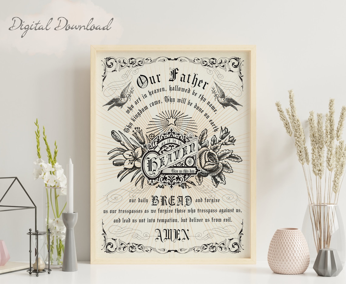 Our Father Printable Prayer Digital Download Catholic Wall - Etsy