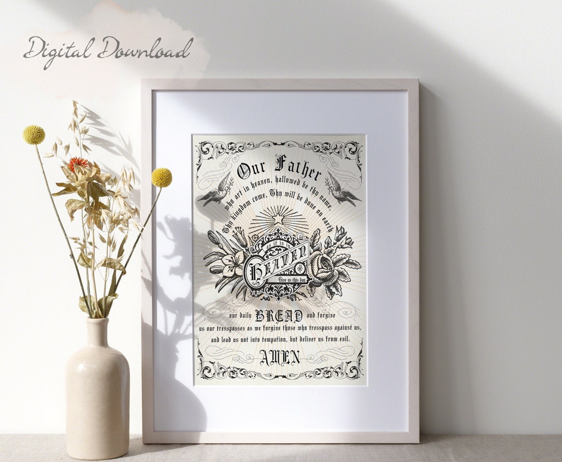 Our Father Printable Prayer Digital Download Catholic Wall - Etsy