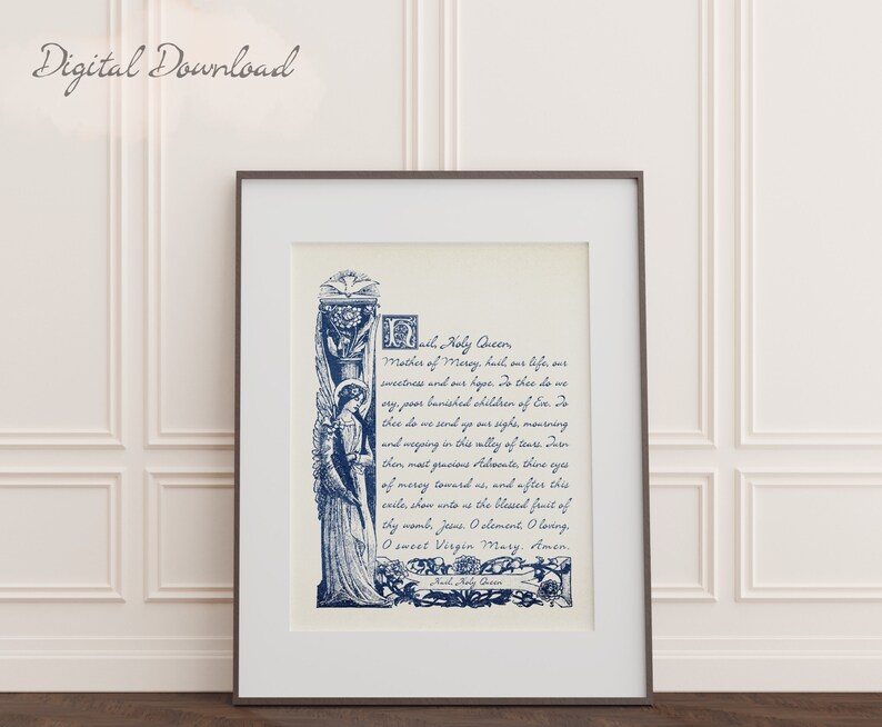 Hail Holy Queen Prayer Catholic Wall Art | Digital Download - Etsy