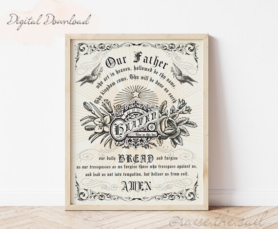 Our Father Printable Prayer Digital Download Catholic Wall - Etsy
