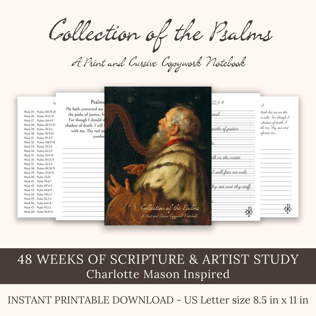 Psalms Copywork | Print and Cursive | Catholic Homeschool | Charlotte ...