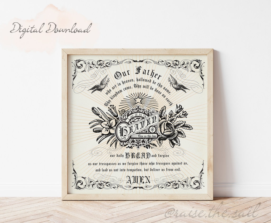 Our Father Printable Prayer Digital Download Catholic Wall - Etsy
