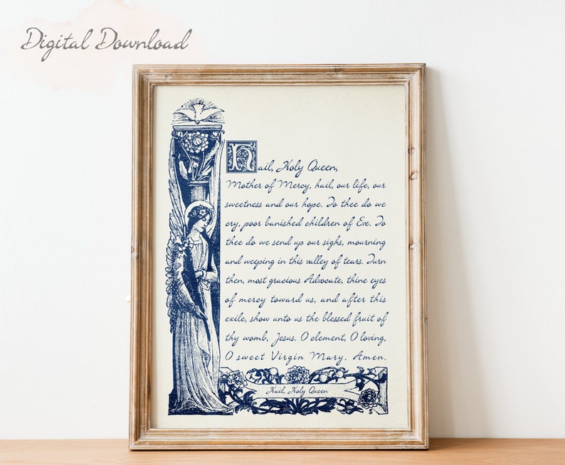 Hail Holy Queen Prayer Catholic Wall Art | Digital Download - Etsy