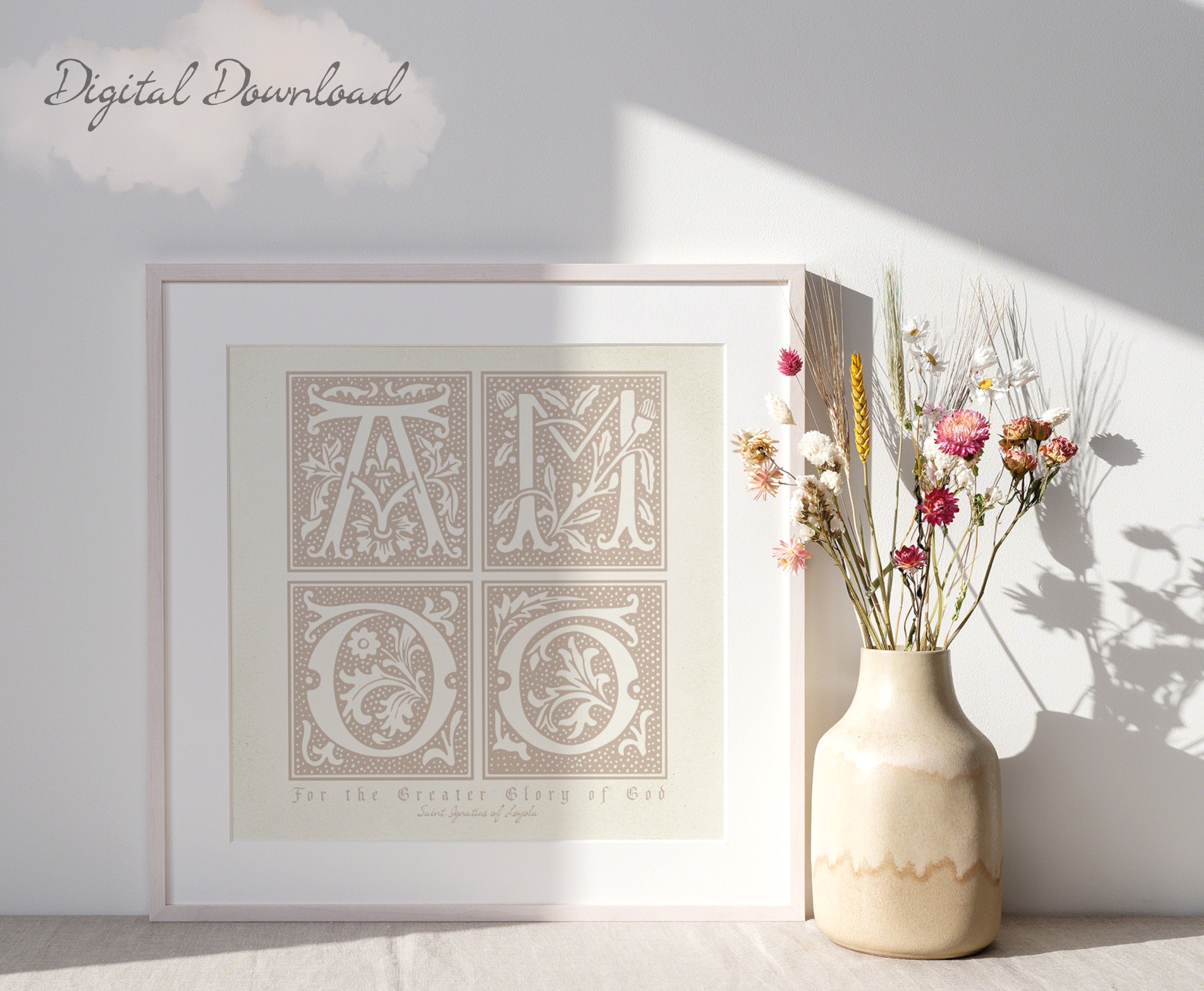 AMDG Catholic Wall Art Printable Digital Download - Etsy