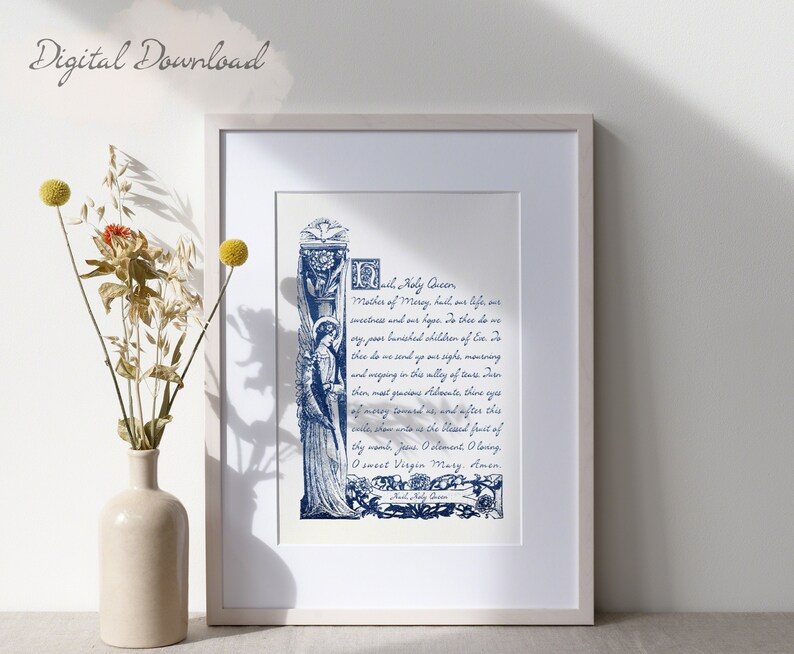 Hail Holy Queen Prayer Catholic Wall Art | Digital Download - Etsy
