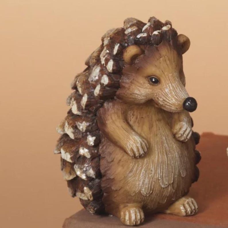 4" Resin Hedgehog W/glitter Figuring/fall Season/holiday Season/leaves ...