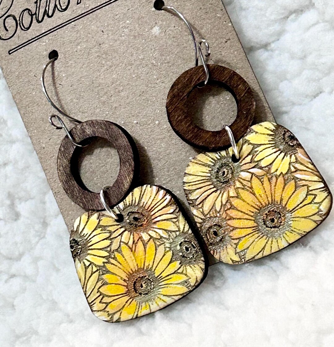 Sunflower Engraved Earring SVG File (digital) - Etsy